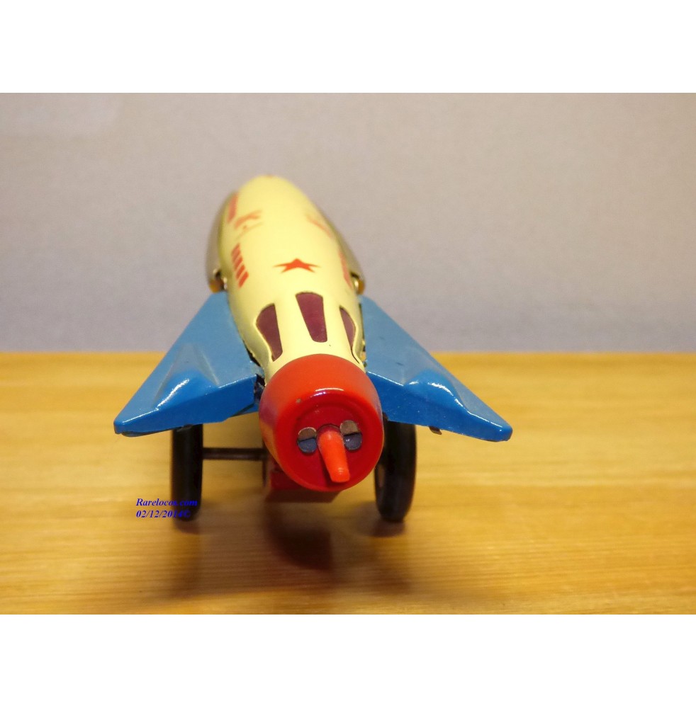 Fusée soviétique en tôle, moteur à friction, boîte d'origine