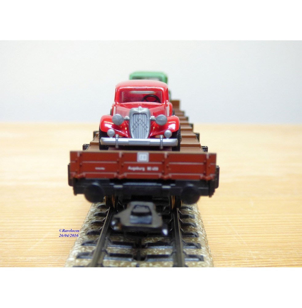 Märklin ( Brekina ) 2995 ? , wagon plat Sm Augsburg et Citroën 15 Six ...