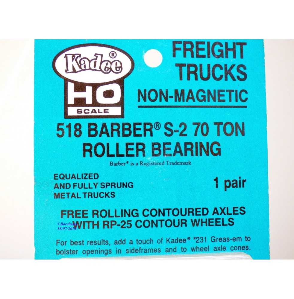 Kadee 518, 2 bogies marchandises BARBER S-2 70 ton métal et suspendus ...