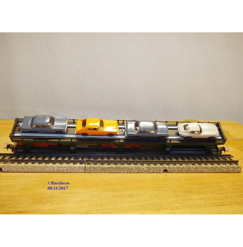 Märklin 4074, wagon porte autos type DDm 915 chargé 8 autos DB neuf BO