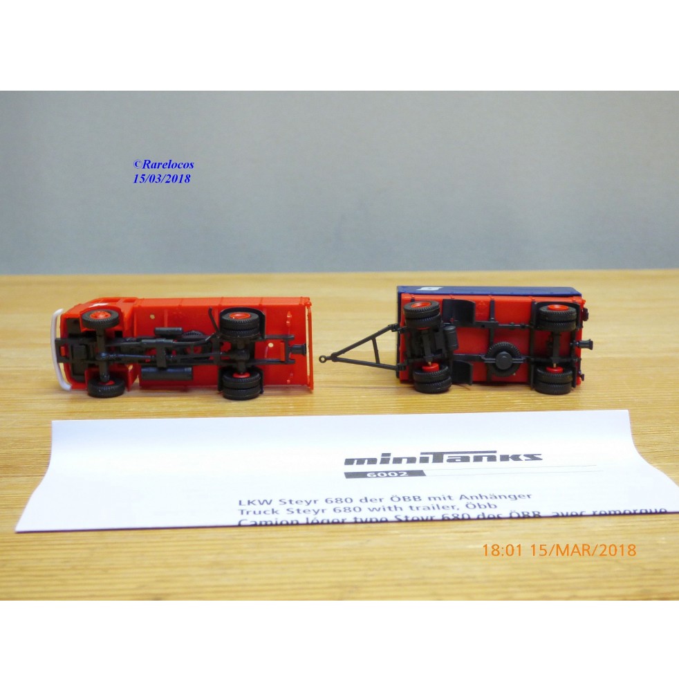 ROCO Minitanks 6002, Camion STEYR 680 et remorque ÖBB Neuf BO 1/87 HO